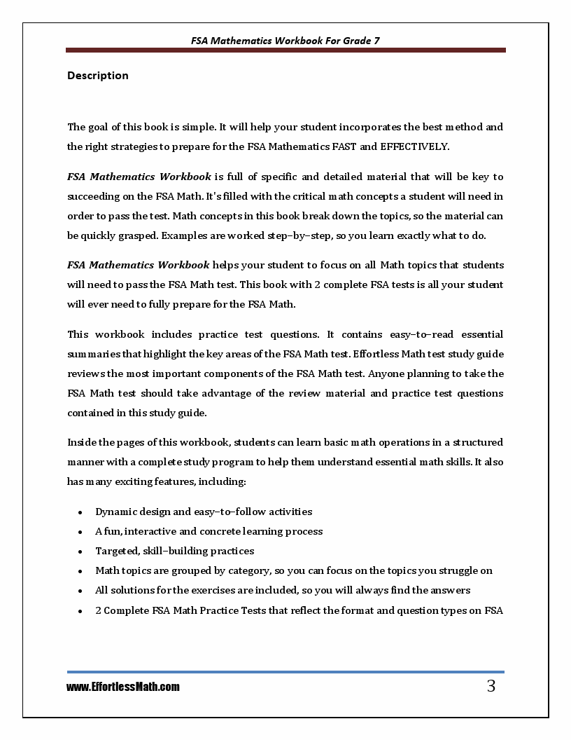 FSA Mathematics Workbook For Grade 7: Step-By-Step Guide to Preparing ...