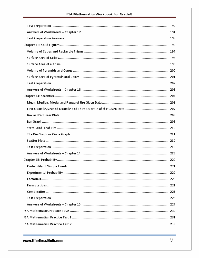 FSA Mathematics Workbook For Grade 8: Step-By-Step Guide to Preparing ...