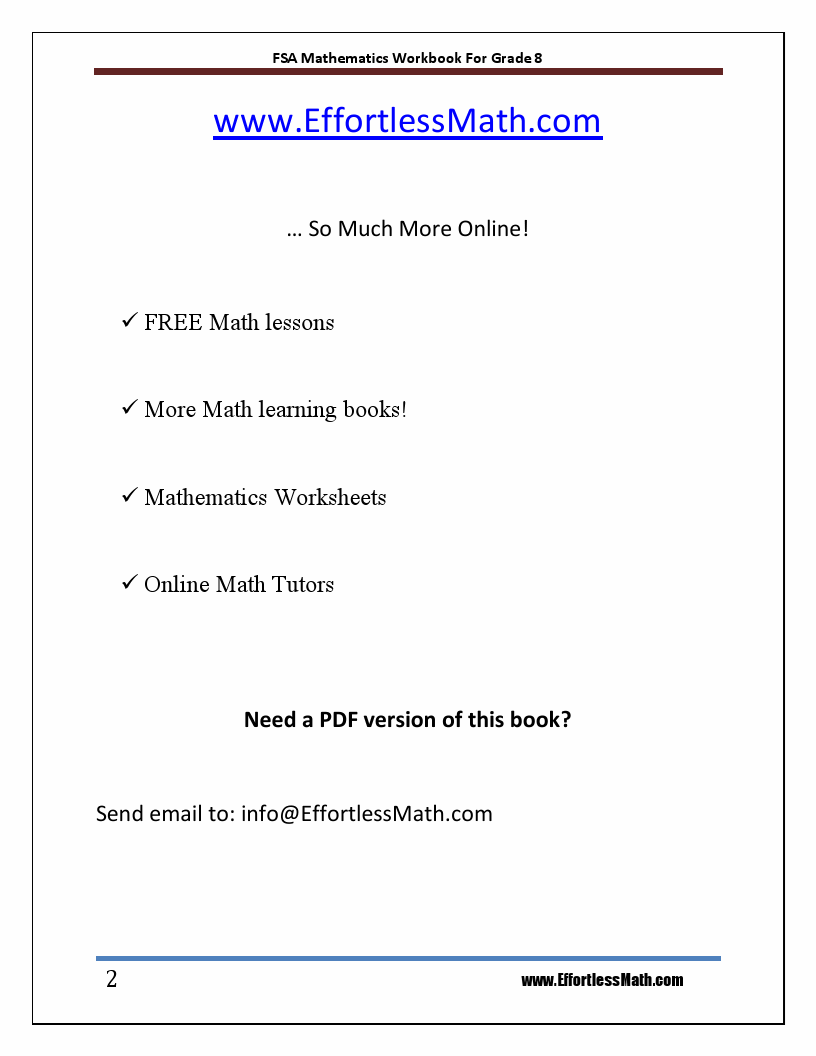 FSA Mathematics Workbook For Grade 8: Step-By-Step Guide to Preparing ...