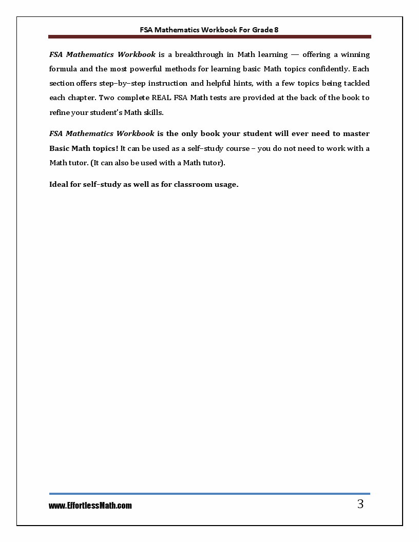 FSA Mathematics Workbook For Grade 8: Step-By-Step Guide to Preparing ...