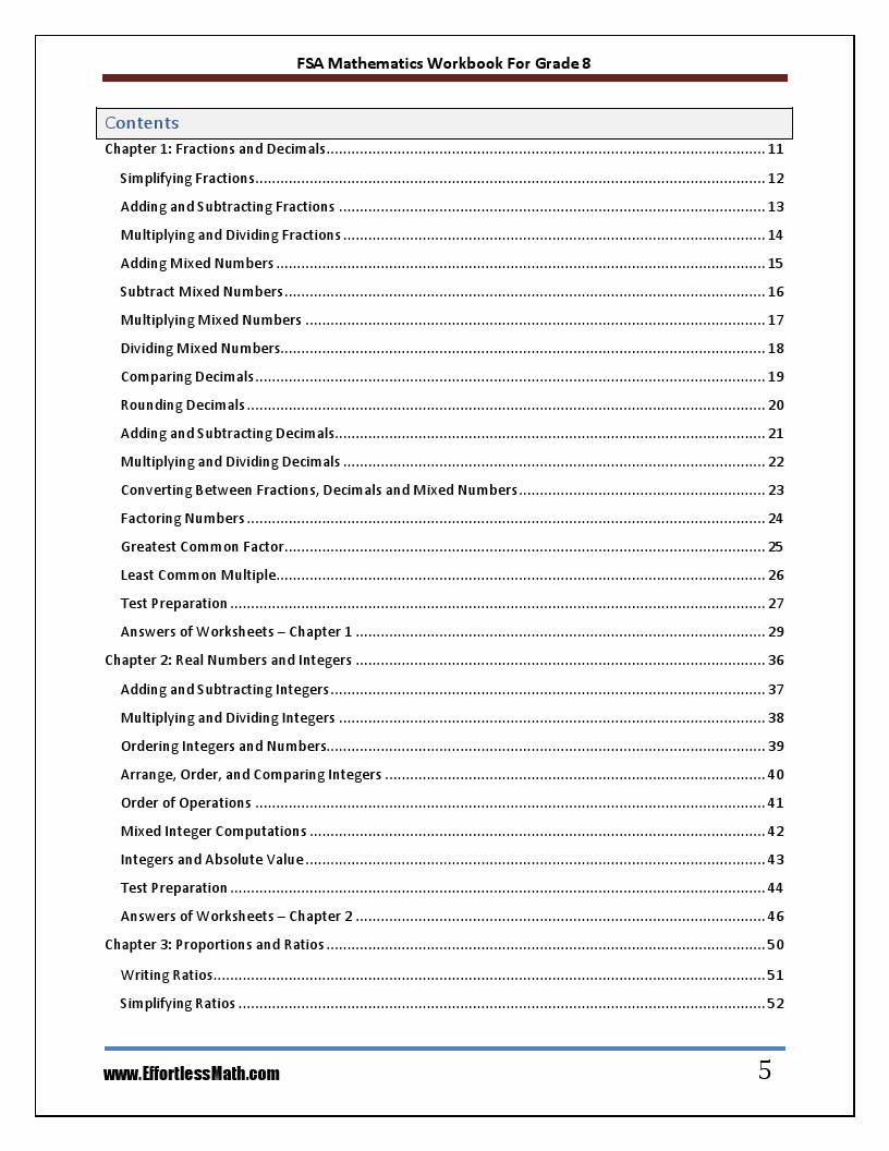 FSA Mathematics Workbook For Grade 8: Step-By-Step Guide to Preparing ...