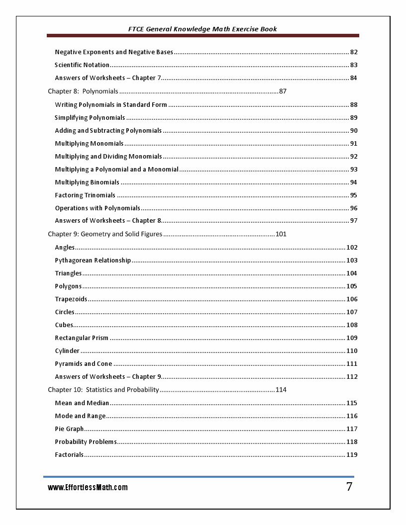 FTCE General Knowledge Math Exercise Book: Student Workbook and Two ...