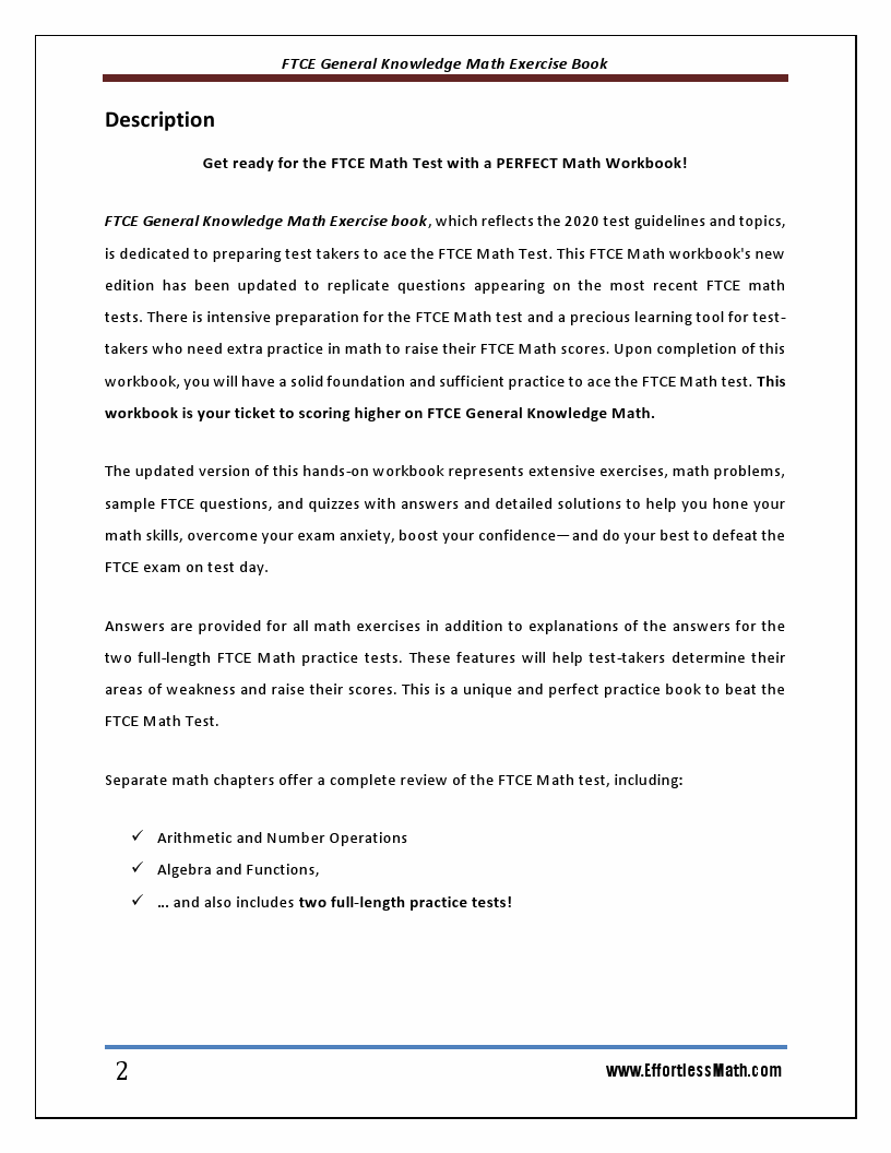 FTCE General Knowledge Math Exercise Book: Student Workbook and Two ...