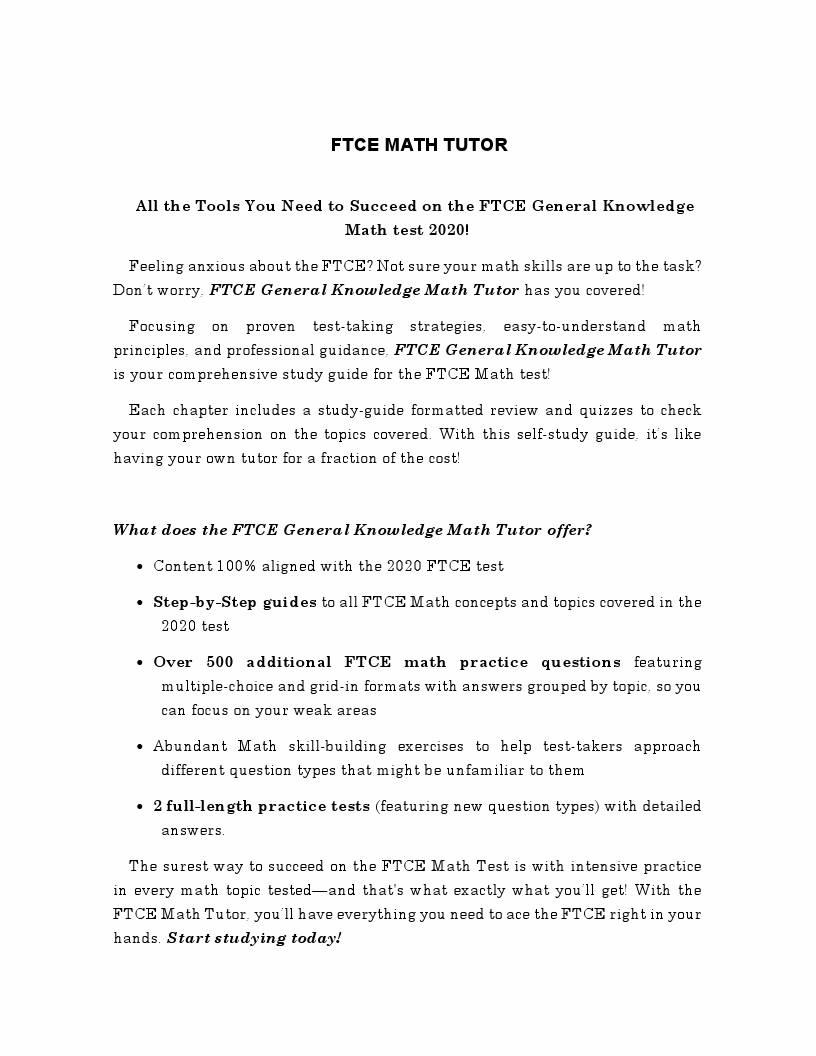 FTCE General Knowledge Math Tutor: Everything You Need to Help Achieve ...