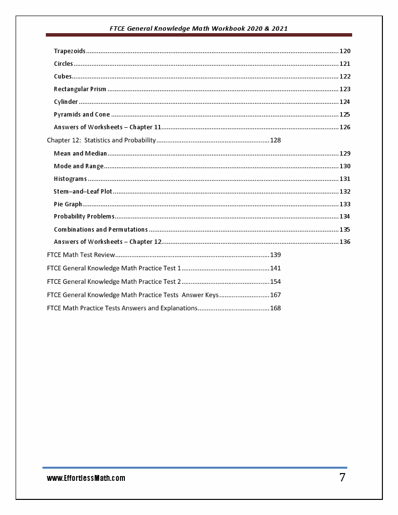 FTCE General Knowledge Math Workbook 2020 & 2021: Extra Practice for an ...