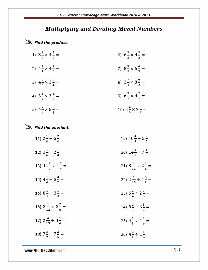 FTCE General Knowledge Math Workbook 2020 & 2021: Extra Practice for an ...