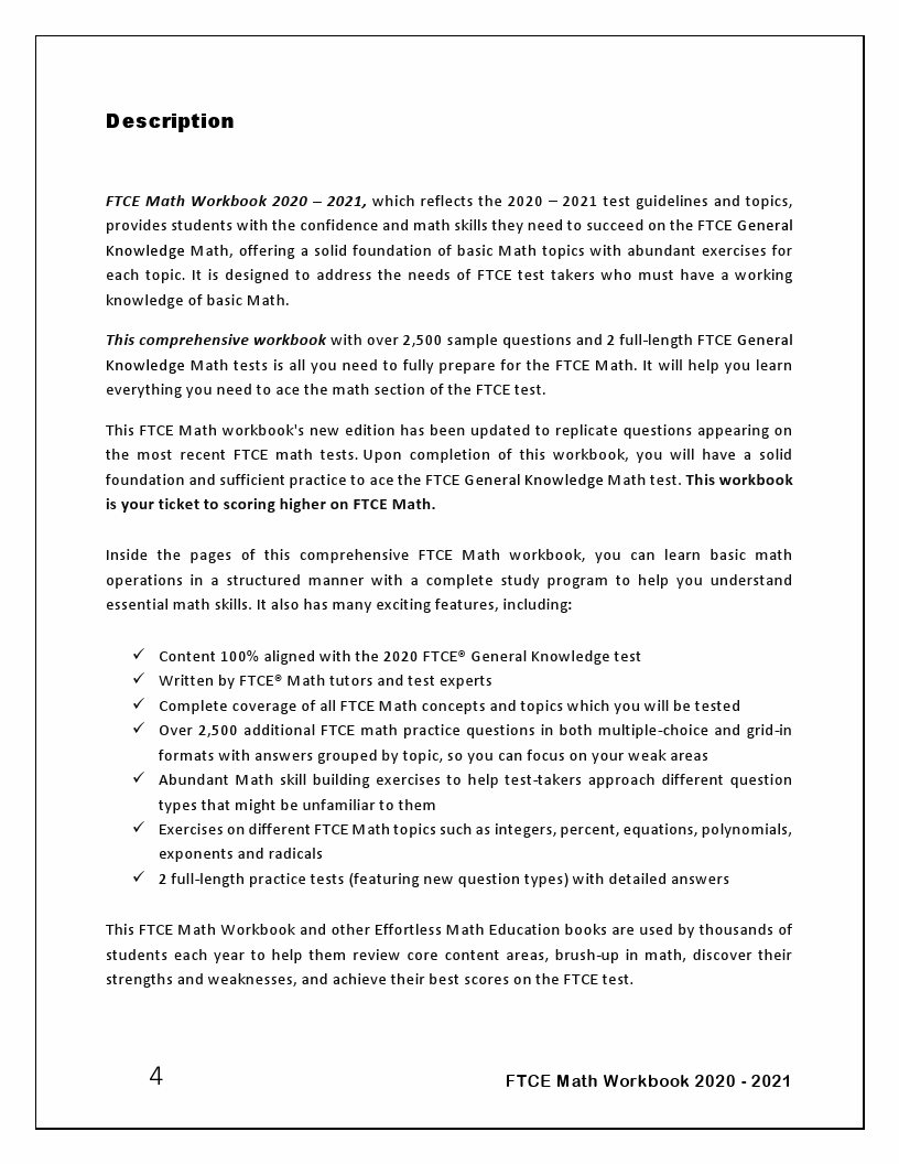 FTCE Math Workbook 2020 – 2021: The Most Comprehensive Review for the ...