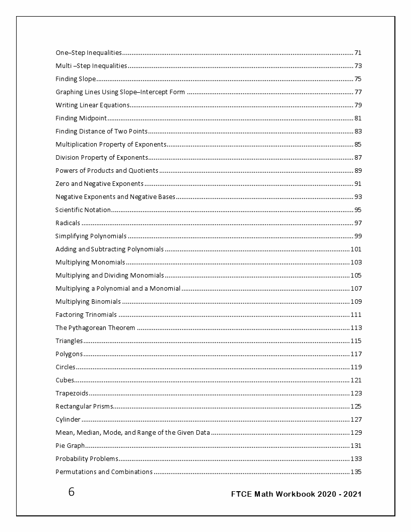 FTCE Math Workbook 2020 – 2021: The Most Comprehensive Review for the ...