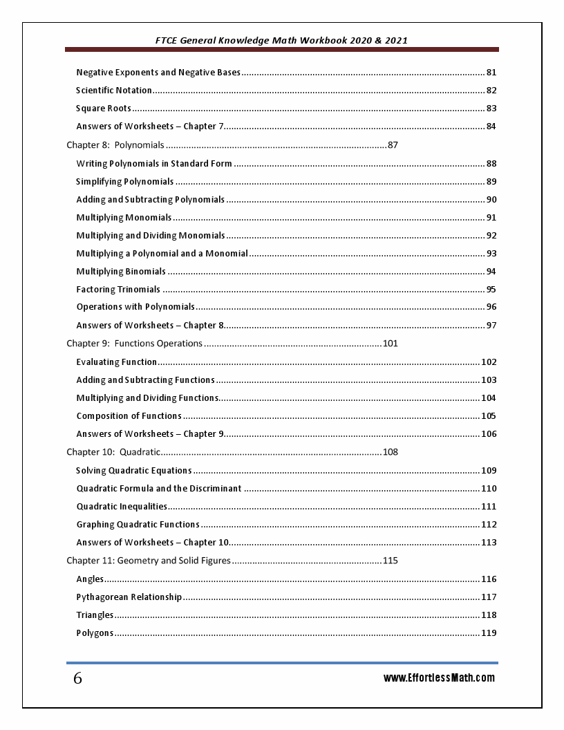 FTCE General Knowledge Math Workbook 2020 & 2021: Extra Practice for an ...