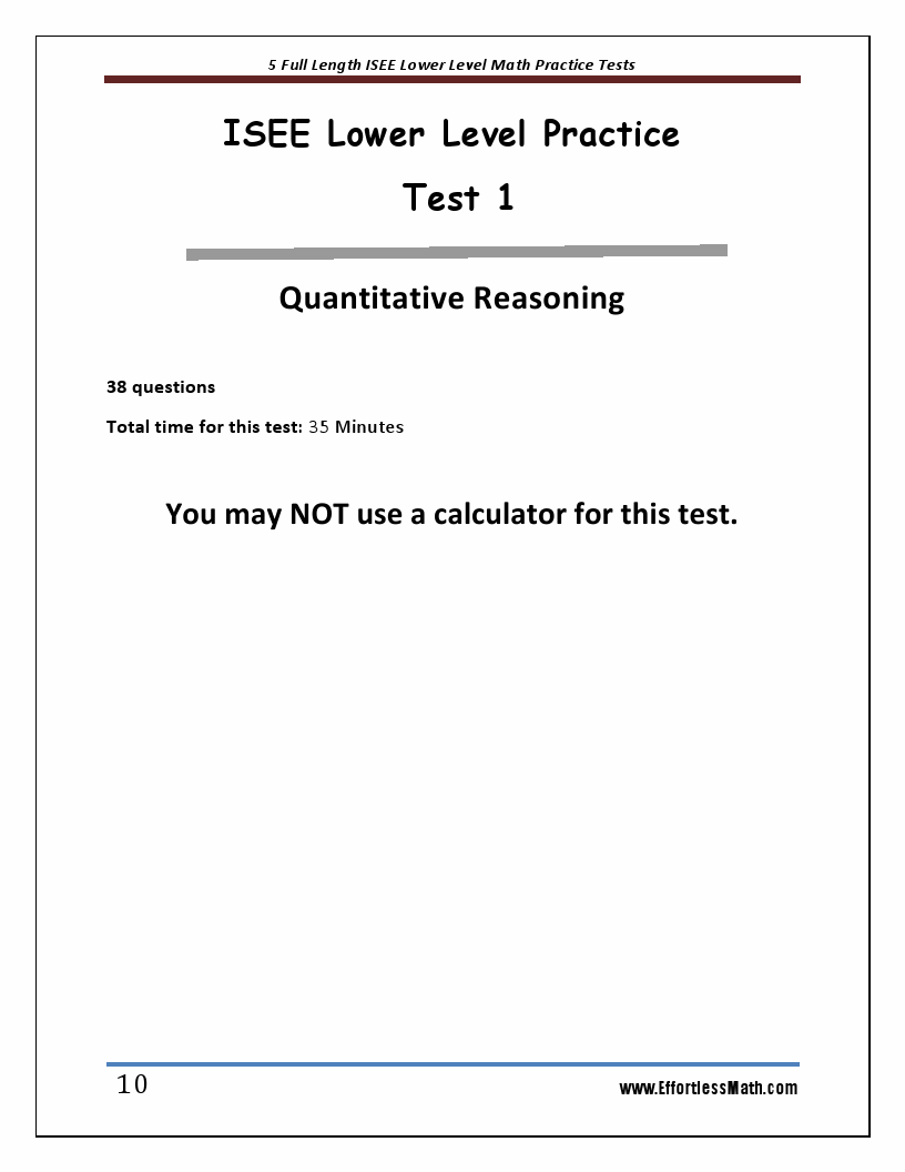 5 Full Length ISEE Lower Level Math Practice Tests: The Practice You ...