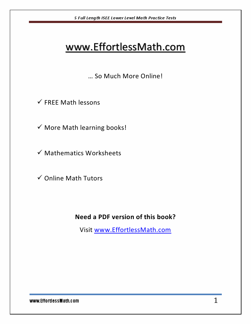 Full Length ISEE Lower Level Math Practice | Effortless Math