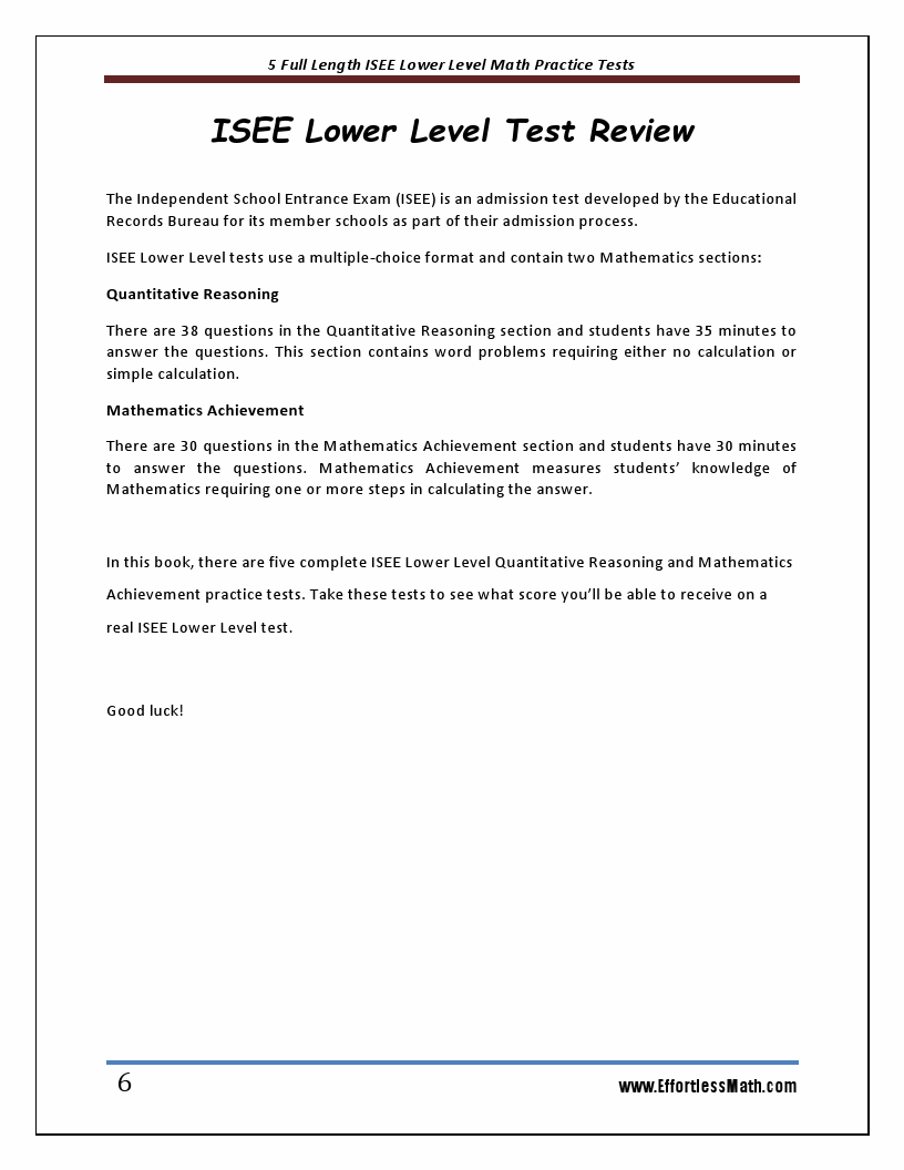 5 Full Length ISEE Lower Level Math Practice Tests: The Practice You ...