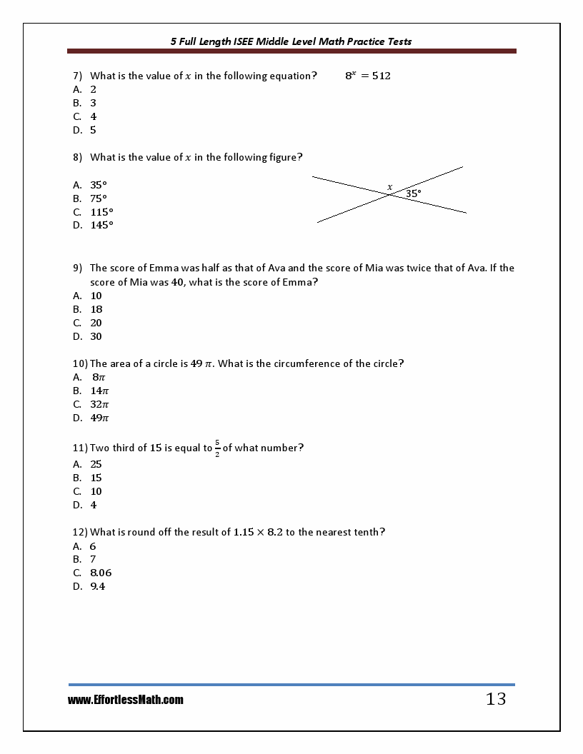 5 Full-Length ISEE Middle Level Math Practice Tests: The Practice You ... 5 Full-Length ISEE Middle Level Math Practice Tests: The Practice You ...