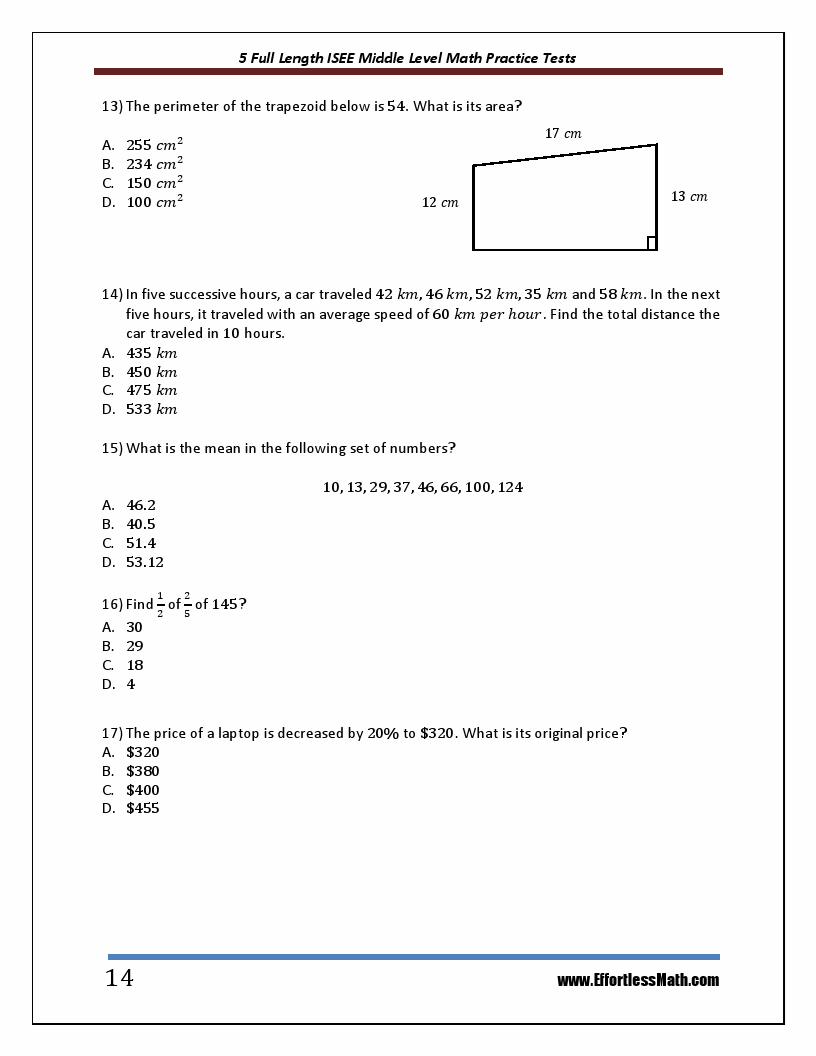 5 Full-Length ISEE Middle Level Math Practice Tests: The Practice You ... 5 Full-Length ISEE Middle Level Math Practice Tests: The Practice You ...