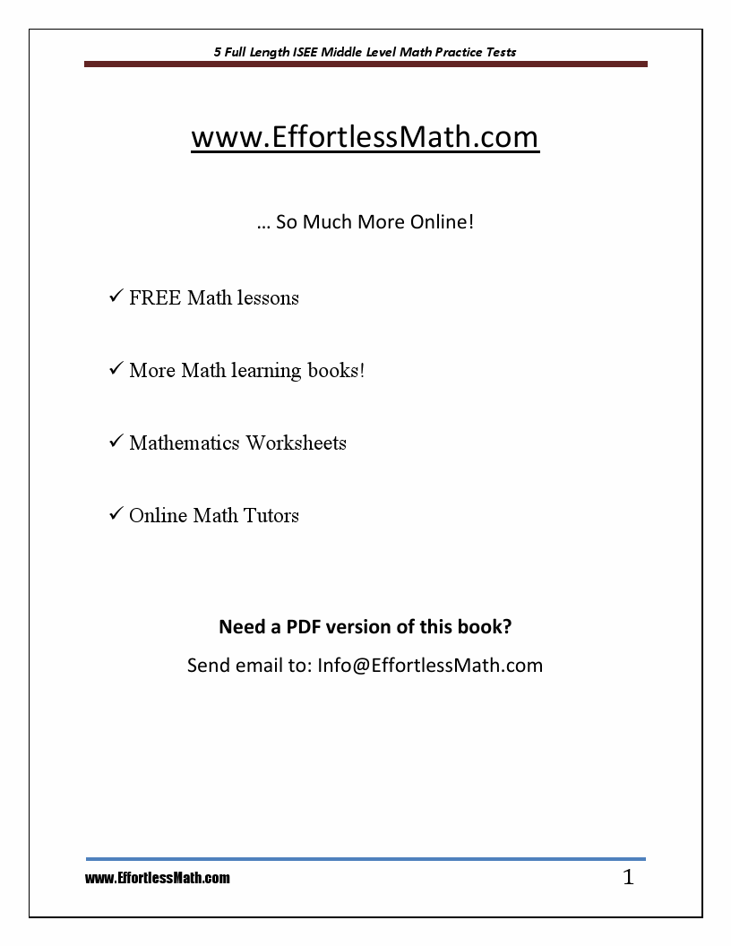 5 Full-Length ISEE Middle Level Math Practice Tests: The Practice You ...
