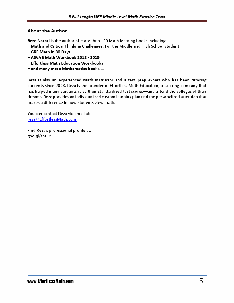5 Full-Length ISEE Middle Level Math Practice Tests: The Practice You ...