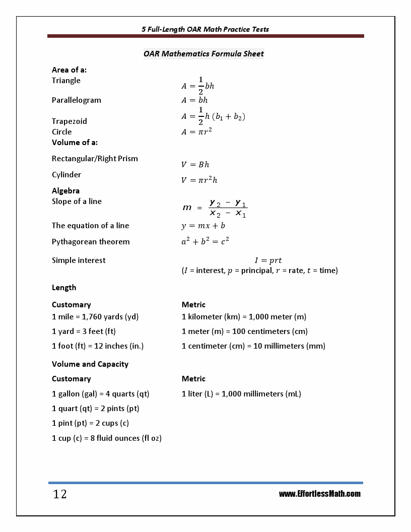 5 Full-Length OAR Math Practice Tests: The Practice You Need to Ace the ...