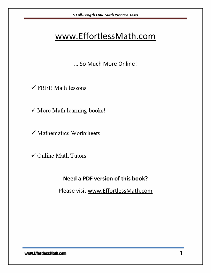 5 Full-Length OAR Math Practice Tests: The Practice You Need to Ace the ...