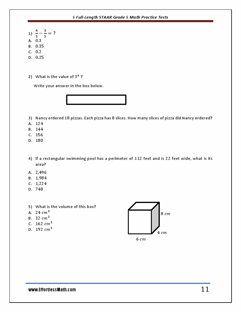 5 Full Length Staar Grade 5 Math Practice Tests The Practice You Need