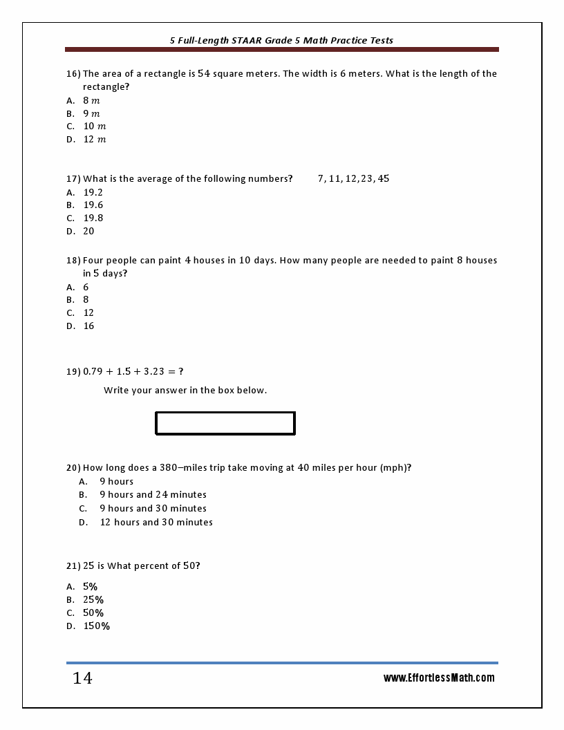 5 Full Length Staar Grade 5 Math Practice Tests The Practice You Need
