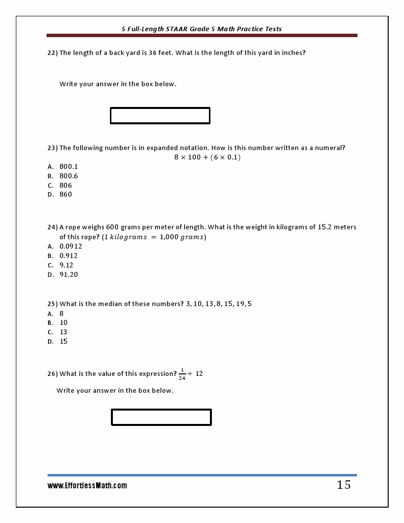 5 Full Length Staar Grade 5 Math Practice Tests The Practice You Need