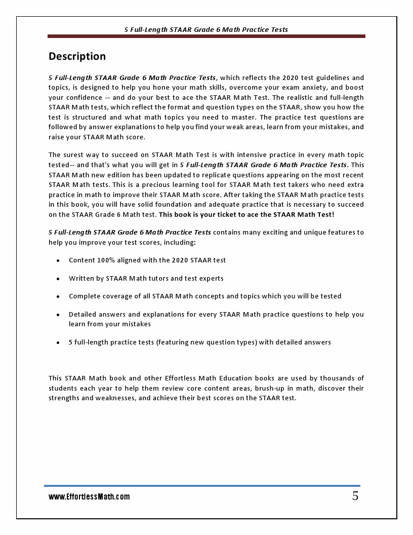 5 Full Length Staar Grade 6 Math Practice Tests The Practice You Need