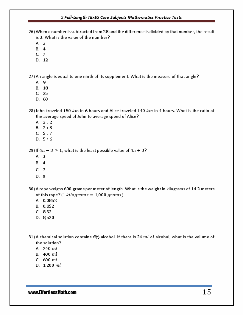 5 Full-Length TExES Core Subjects EC-6 Mathematics (802) Practice Tests ...
