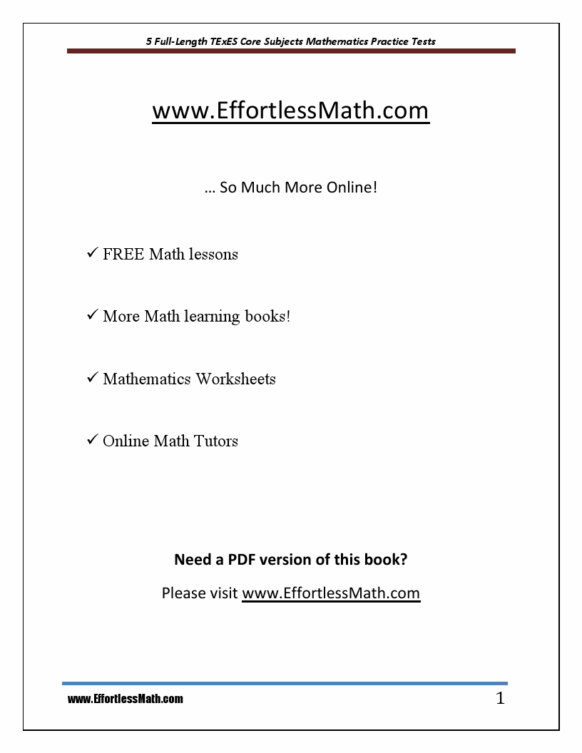 5 Full-Length TExES Core Subjects EC-6 Mathematics (802) Practice Tests ...