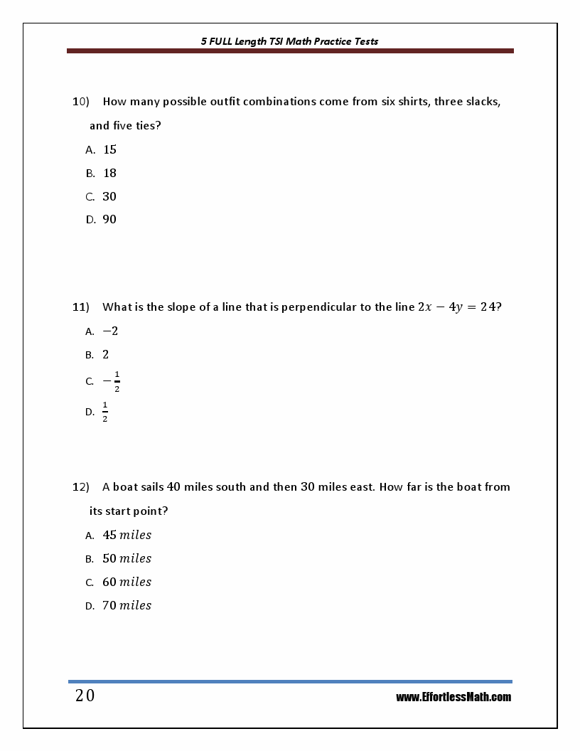 5 Full-Length TSI Math Practice Tests: The Practice You Need to Ace the ...
