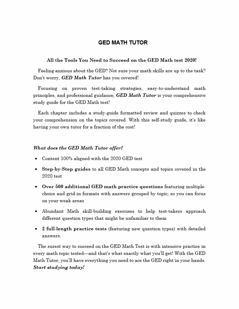 GED Math Tutor: Everything You Need to Help Achieve an Excellent Score ...