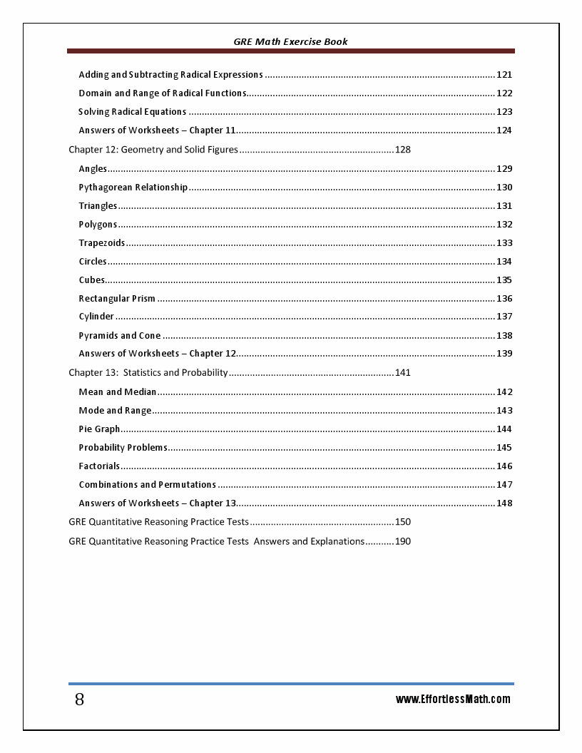 GRE Math Exercise Book: Student Workbook and Two Realistic GRE Math Tests