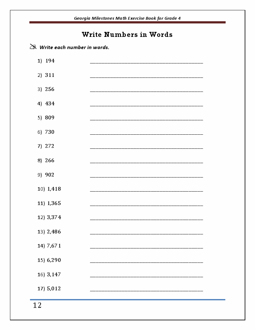 Georgia Milestones Math Exercise Book for Grade 4: Student Workbook and ...
