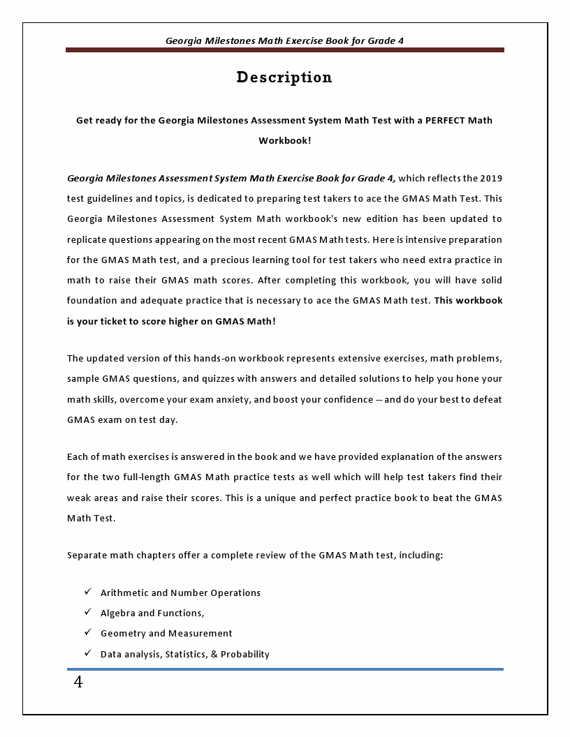 Georgia Milestones Math Exercise Book for Grade 4: Student Workbook and ...