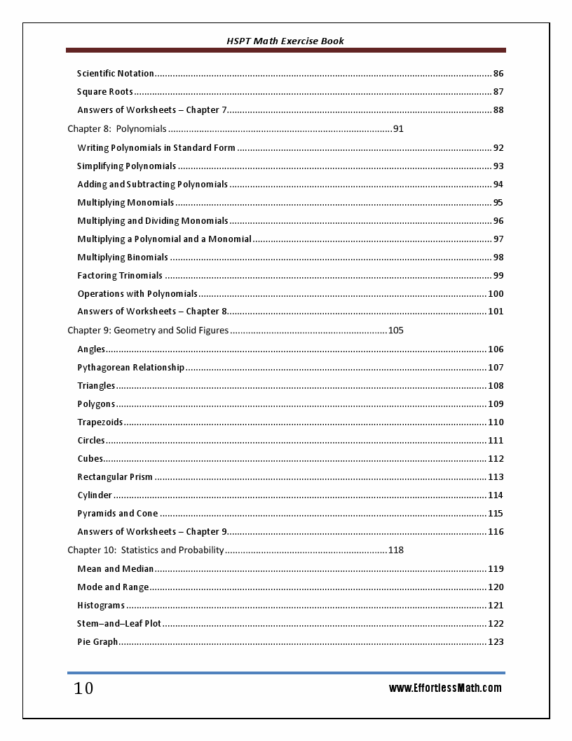HSPT Math Exercise Book: Student Workbook and Two Realistic HSPT Math ...