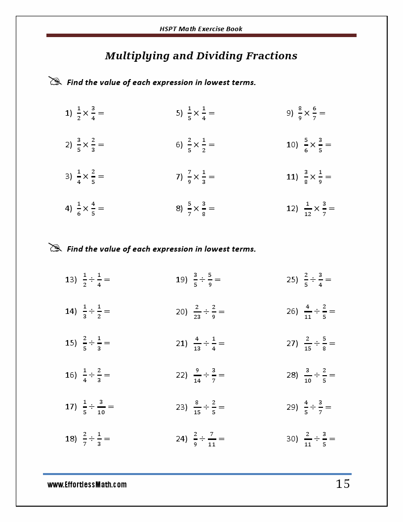 HSPT Math Exercise Book: Student Workbook and Two Realistic HSPT Math Tests
