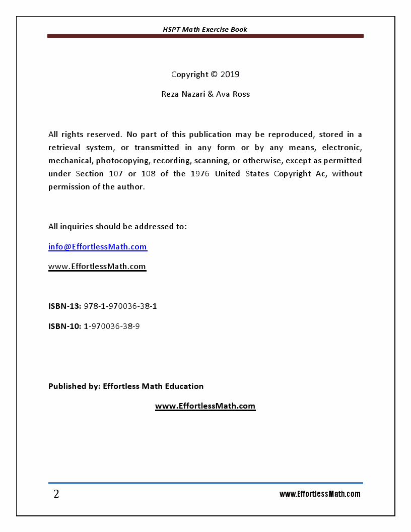 HSPT Math Exercise Book: Student Workbook and Two Realistic HSPT Math ...