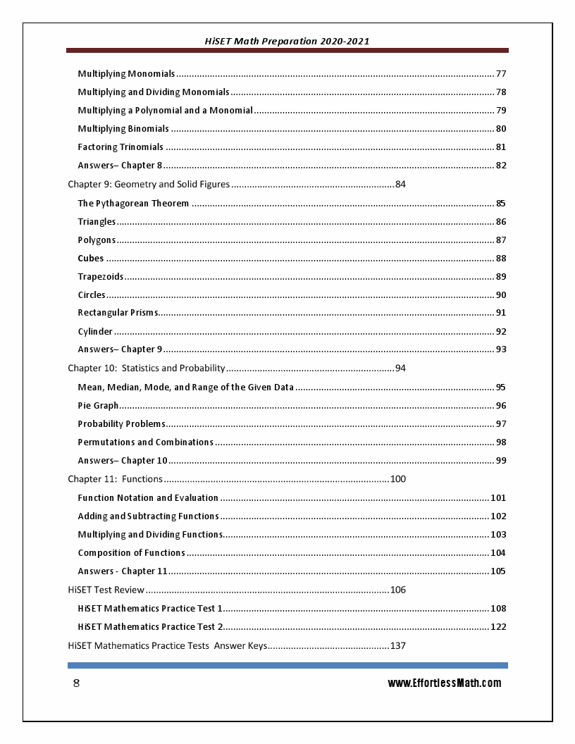 HiSET Math Preparation 2020 – 2021: HiSET Math Workbook + 2 Full-Length ...