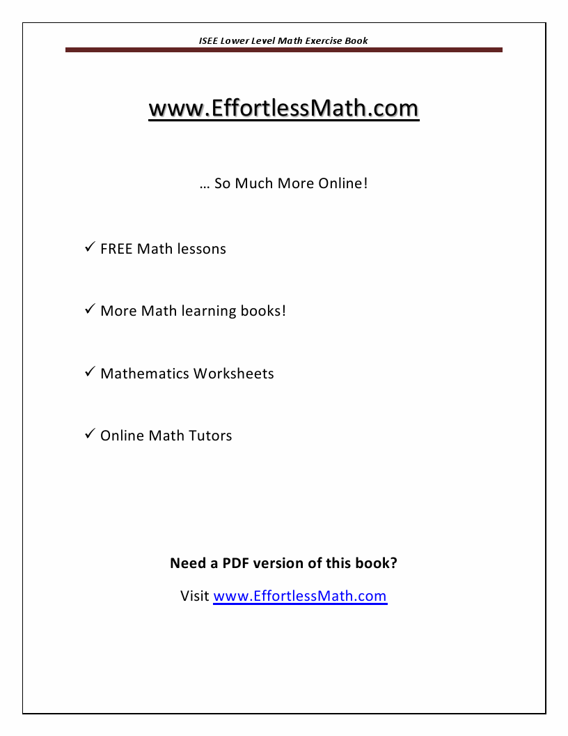 ISEE Lower Level Math Exercise Book: Student Workbook and Two Realistic ...