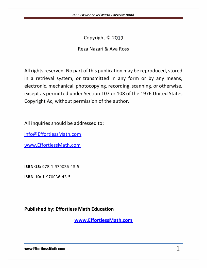 ISEE Lower Level Math Exercise Book: Student Workbook and Two Realistic ...