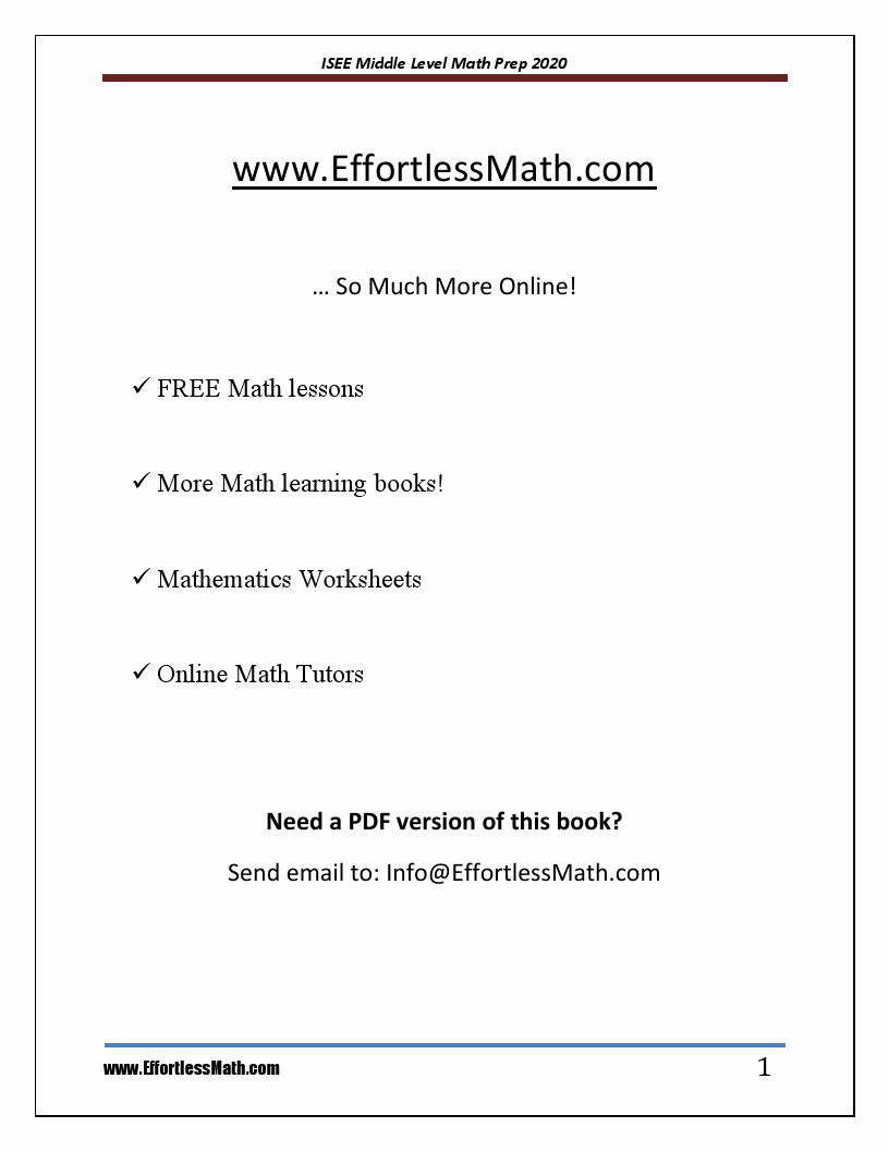 ISEE Middle Level Math Prep 2020: A Comprehensive Review and Step-By ...