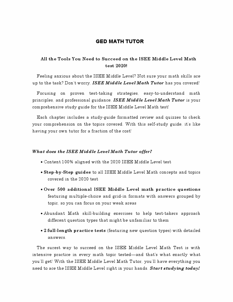 ISEE Middle Level Math Tutor: Everything You Need to Help Achieve an ...