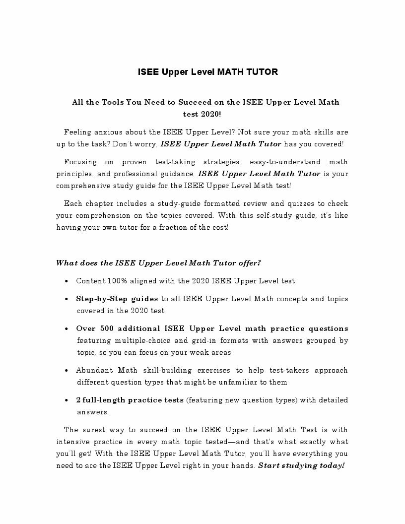 ISEE Upper Level Math Tutor: Everything You Need to Help Achieve an ...