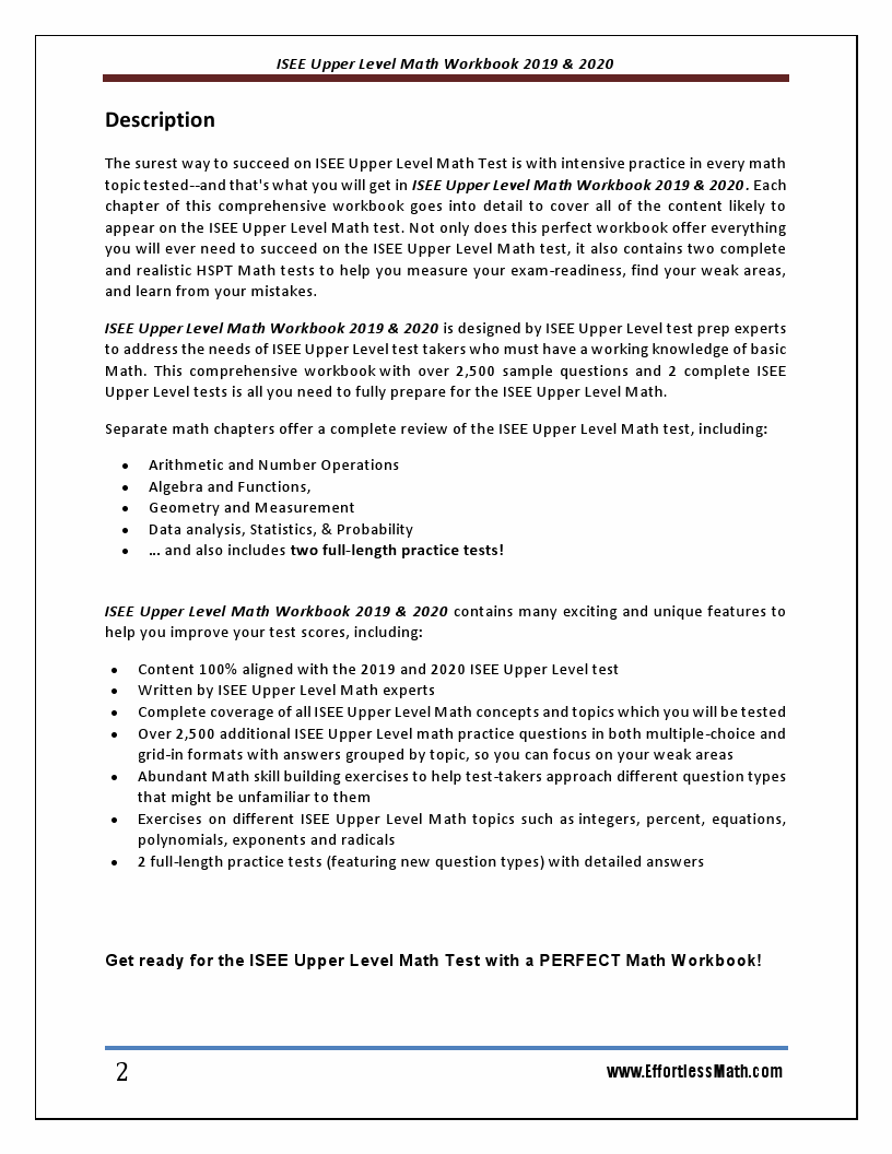 ISEE Upper Level Math Workbook 2019 & 2020: Extra Practice for an ...