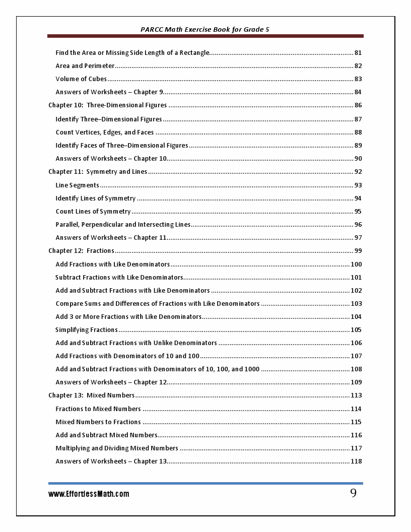 PARCC Math Exercise Book for Grade 5: Student Workbook and Two ...