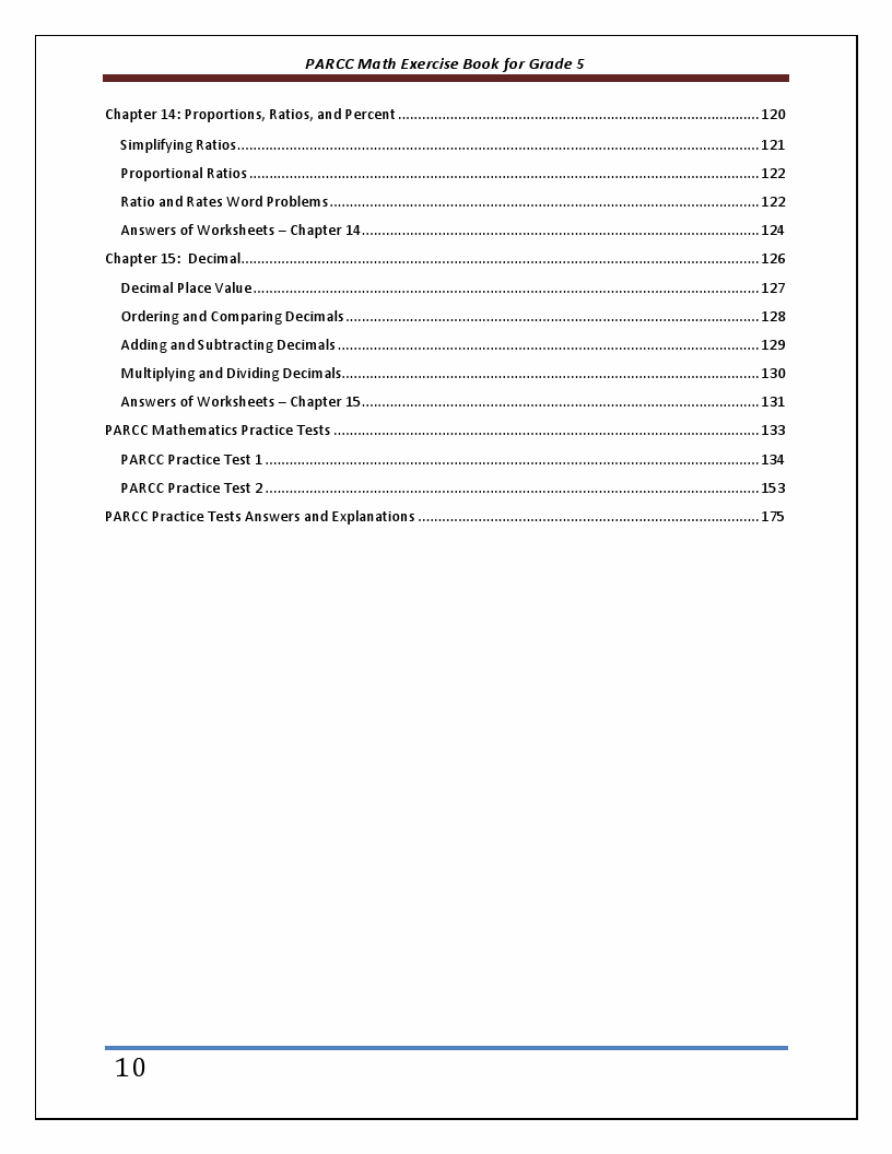 PARCC Math Exercise Book for Grade 5: Student Workbook and Two ...