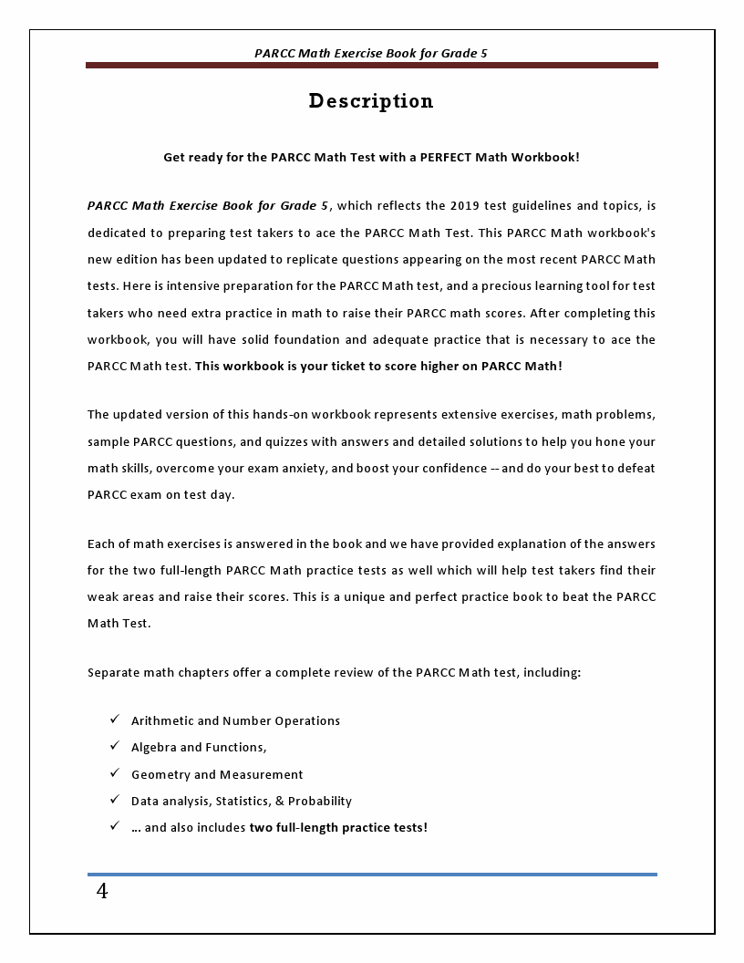 PARCC Math Exercise Book for Grade 5: Student Workbook and Two ...