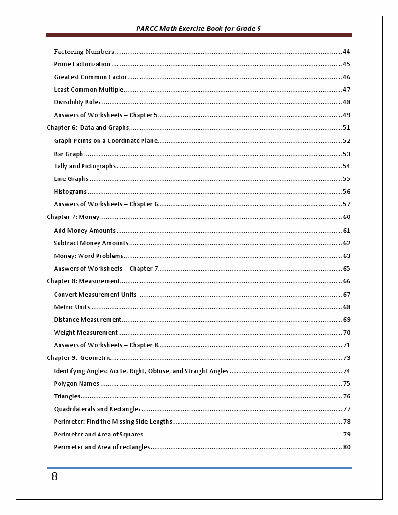 PARCC Math Exercise Book for Grade 5: Student Workbook and Two ...