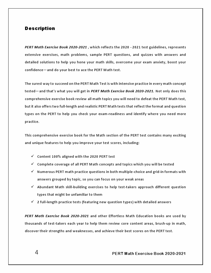 PERT Math Exercise Book 2020-2021: Student Workbook and Two Full-Length ...