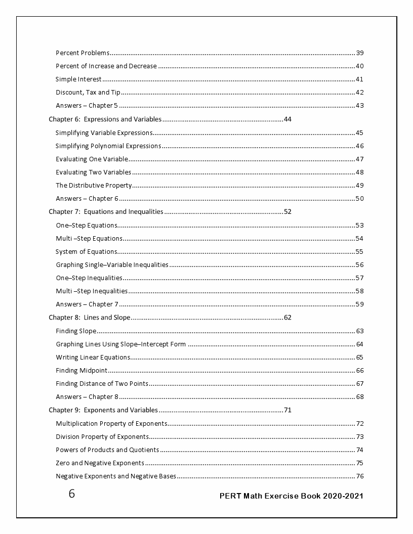 PERT Math Exercise Book 2020-2021: Student Workbook and Two Full-Length ...