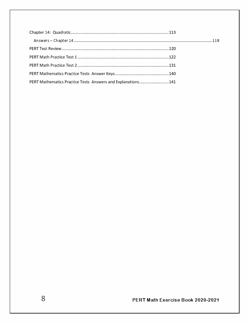 PERT Math Exercise Book 2020-2021: Student Workbook and Two Full-Length ...